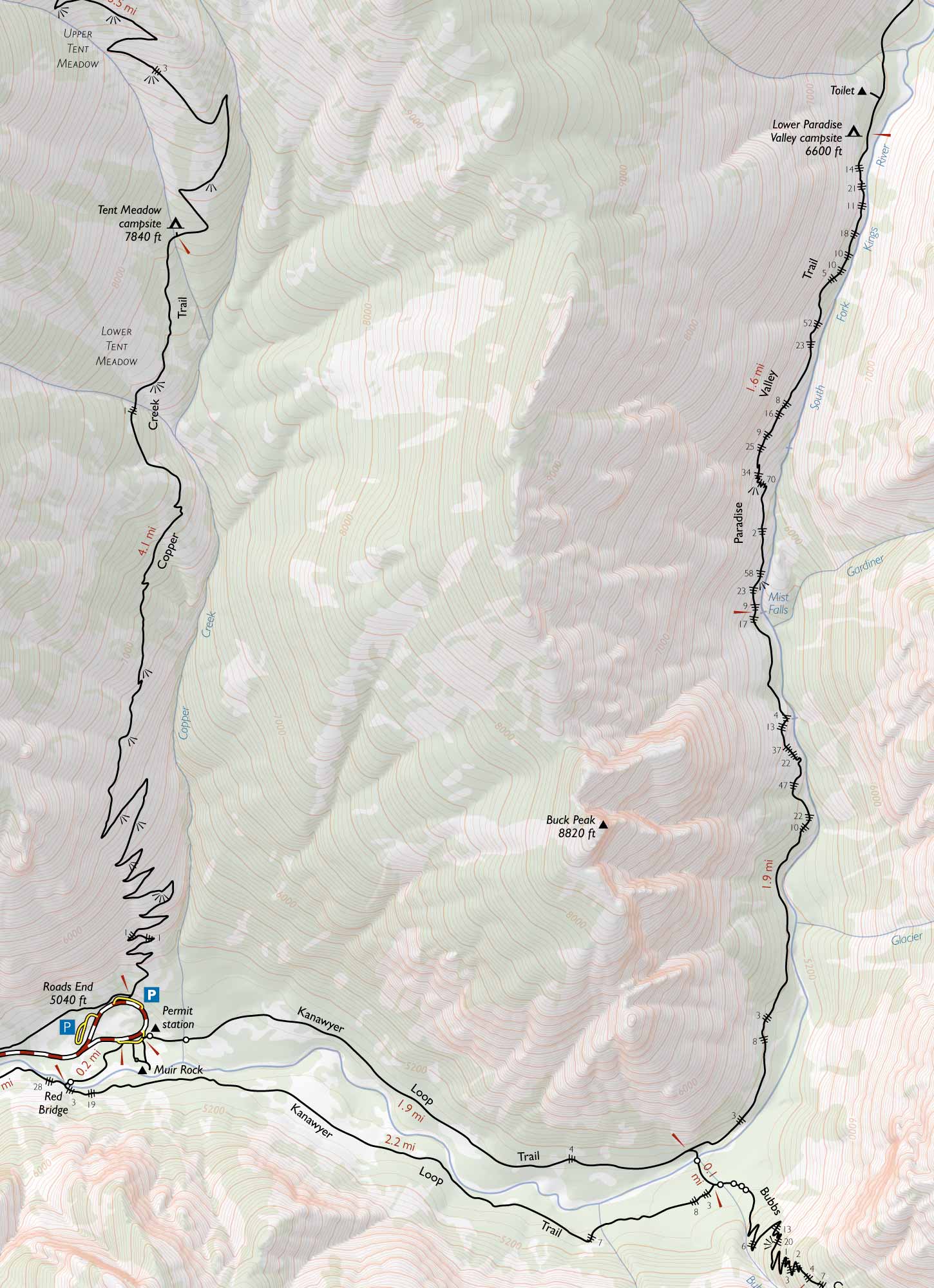 Mist Falls and Paradise Valley