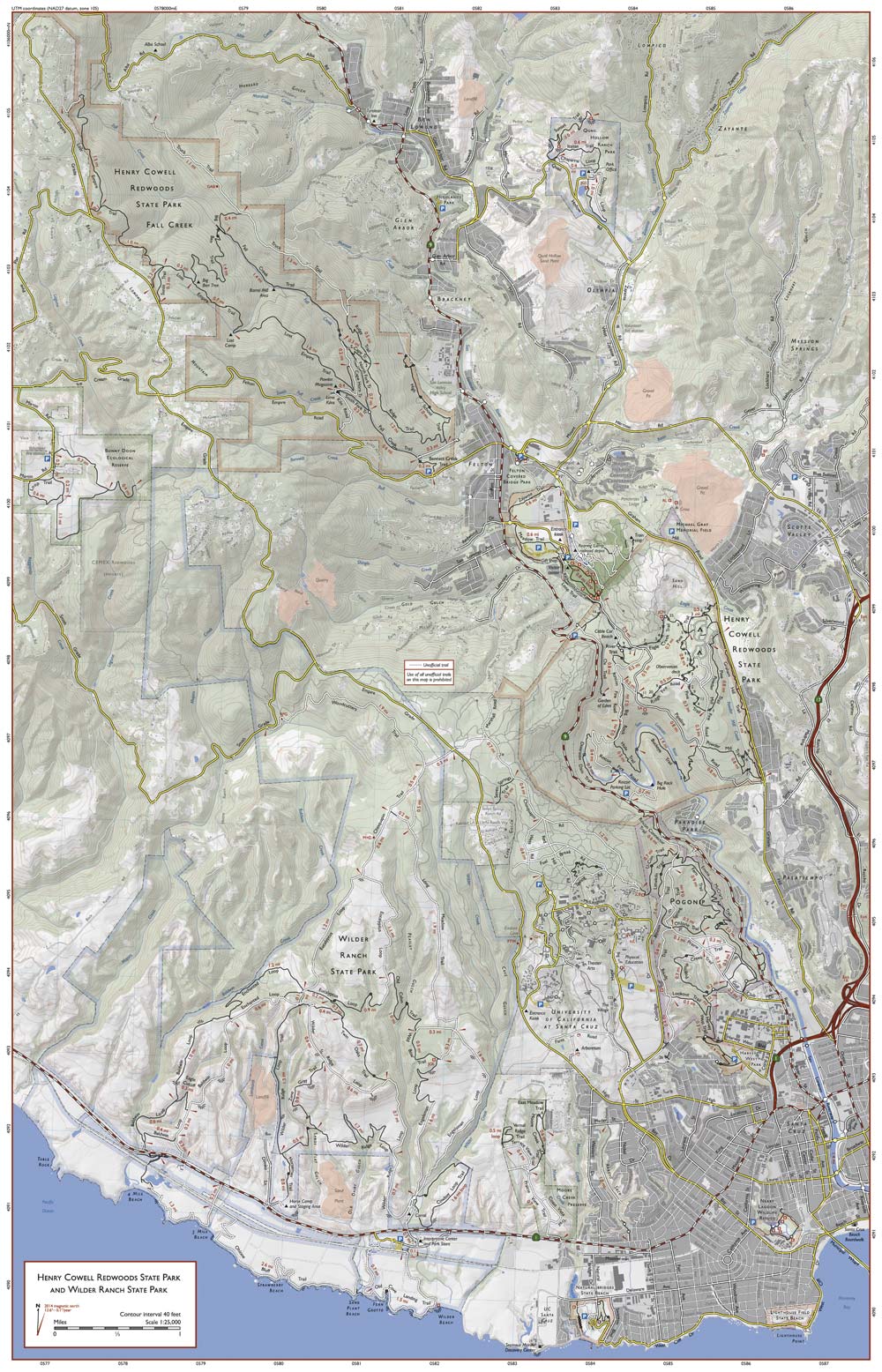 Henry Cowell, Wilder Ranch, and Nisene Marks trail map